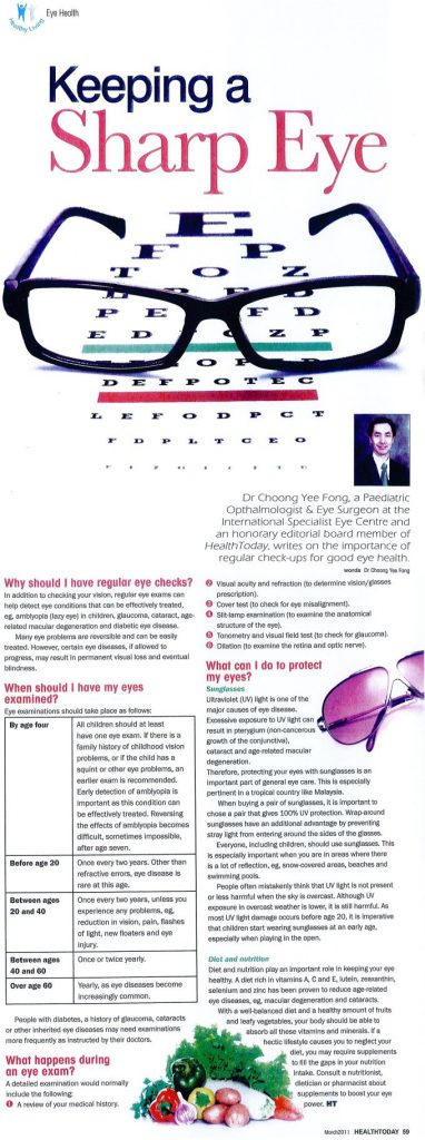 Keeping a Sharp Eye - INTERNATIONAL SPECIALIST EYE CENTRE MALAYSIA